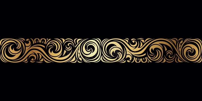 Luxurious Seamless Golden Ornamental Border on Black Background Elegant ...
