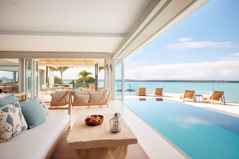 Luxurious Seaside Villa with Infinity Pool and Ocean View Stock Image ...