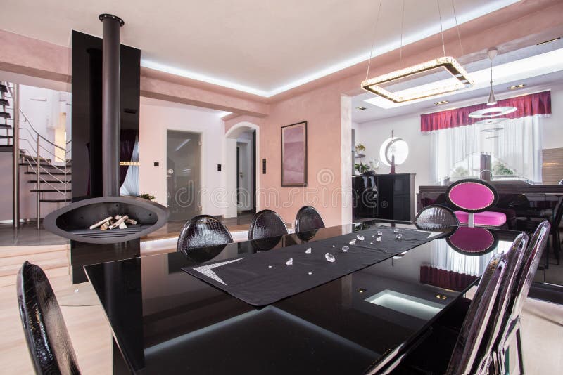 Luxurious Shiny Dining Room Stock Photo - Image of light, posh: 66034336