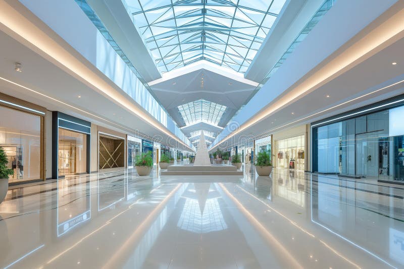Luxurious Shopping Mall Interior with Skylight and Modern Design. Stock ...