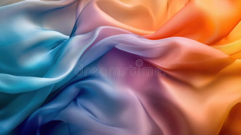 Luxurious Silk Fabric with Vibrant Gradient Colors and Ample Copy Space ...