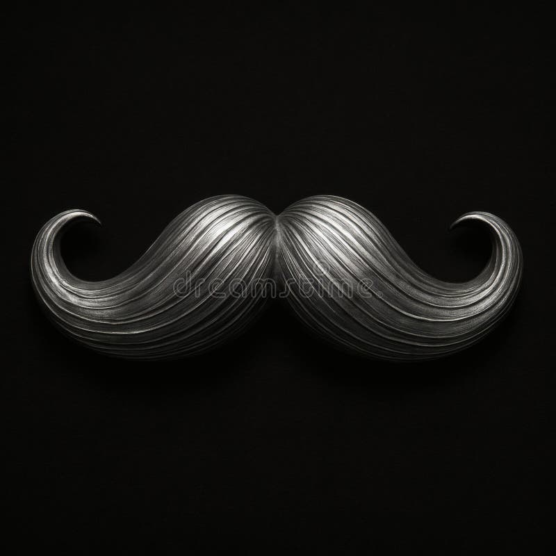 A Luxurious, Silver-colored Mustache Against a Matte Black Backdrop ...