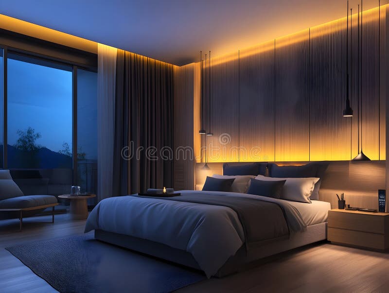 Luxurious Smart Hotel Bedroom with AI Powered Personalized Ambiance ...