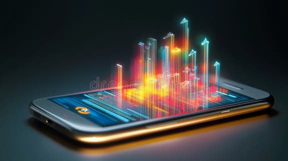 Luxurious Smartphone Screen Showcasing Dynamic Data Visualization in a Stylish Environment Stock ...