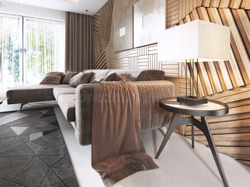 Luxurious Soft Sofa in the Living Room Modern Style with a Table and a ...