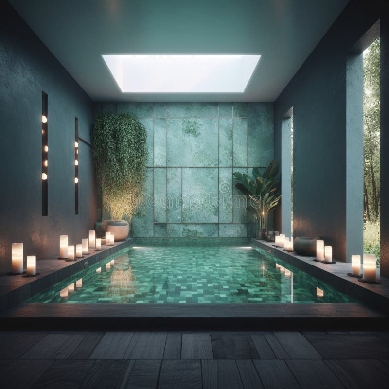 Luxurious Spa with Abstract Architecture Background Stock Illustration ...