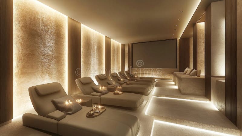 Luxurious Spa Interior with Reclining Chairs and Ambient Lighting Stock ...