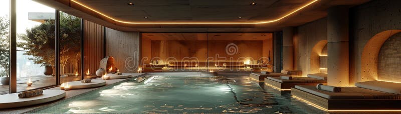 Luxurious Spa with a Serene Pool Area and Relaxation Lounges3D Render ...