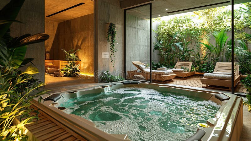 A Luxurious Spa Setting with a Jacuzzi and Relaxation Area, Perfect for ...