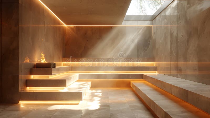 Modern Marble Spa Interior with Sunlight and LED Lighting Stock Image ...