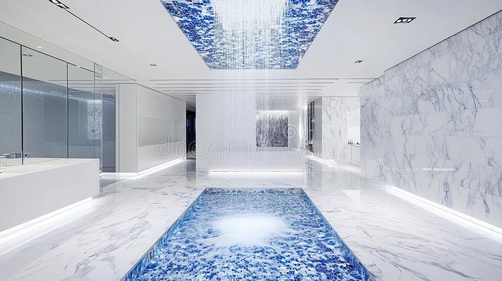 Luxurious Spa Waterfall Interior, Marble, Relaxation Stock Image ...