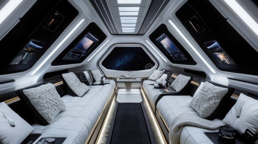 Luxurious Spaceship Lounge Interior Design Stock Illustration ...