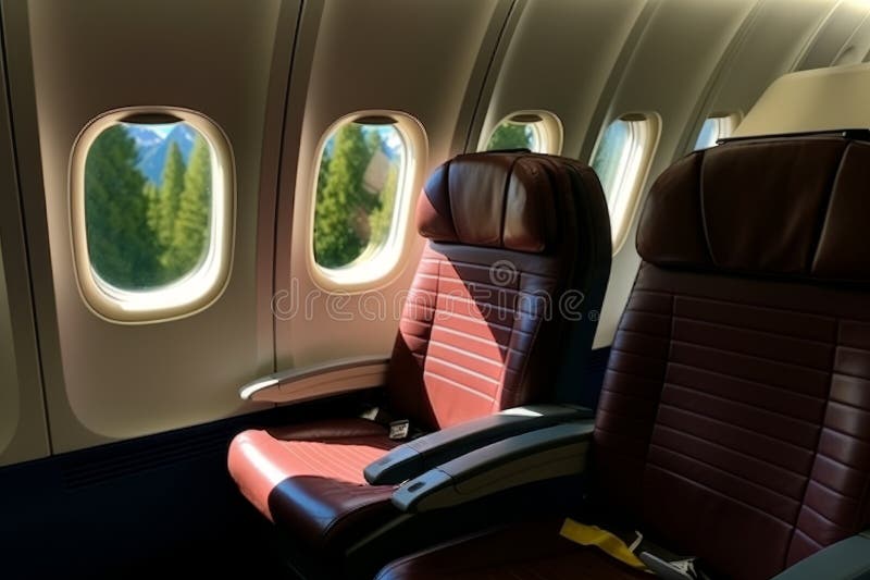 Luxurious and Spacious Business Class Seats in an Unoccupied Cabin on ...