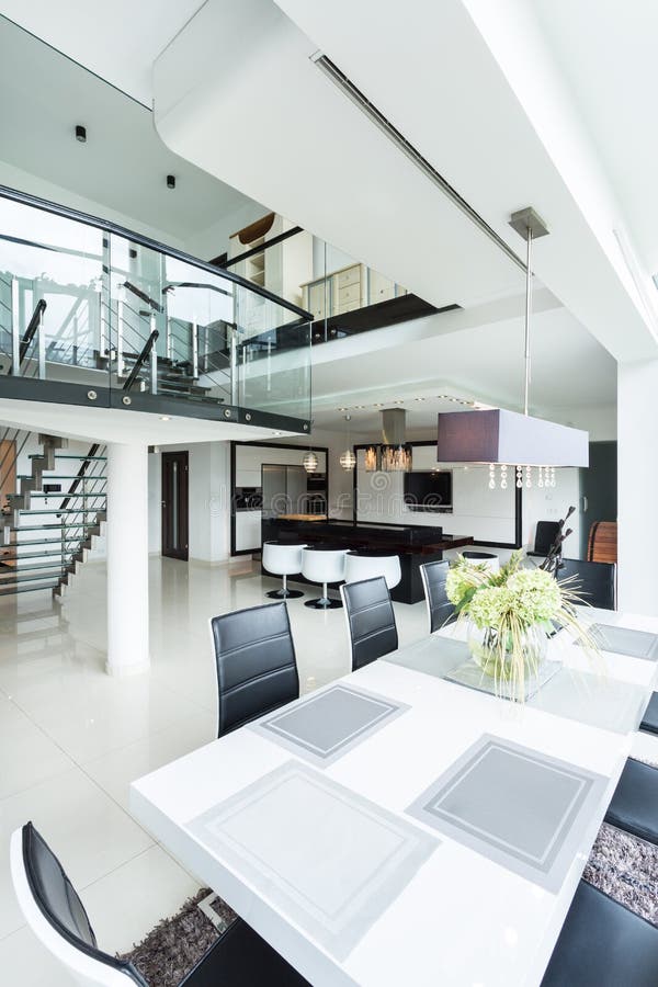 Spacious Interior Of Modern House Stock Photo - Image of cozy ...