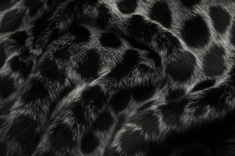 Luxurious Spotted Black and Grey Faux Fur Textile Creating a Wavy ...