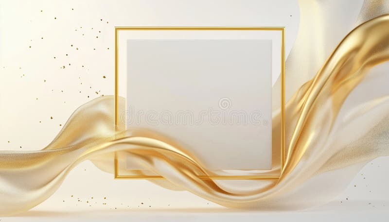 Luxurious Square Frame with Golden Curve Decoration and Glitter Light ...