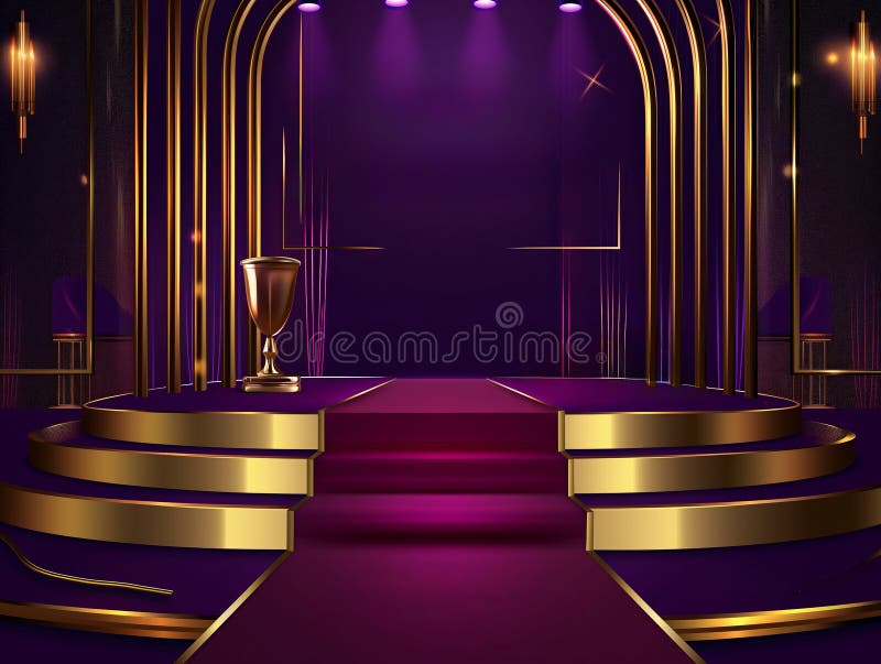 Luxurious Stage with Golden Accents Stock Image - Image of metallic ...
