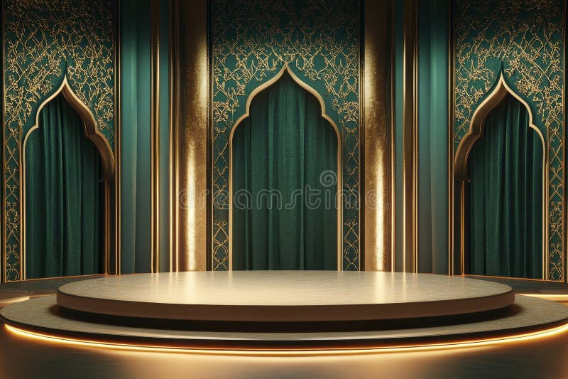 A Luxurious Stage Set with Ornate Designs and Rich Curtains, Ideal for ...