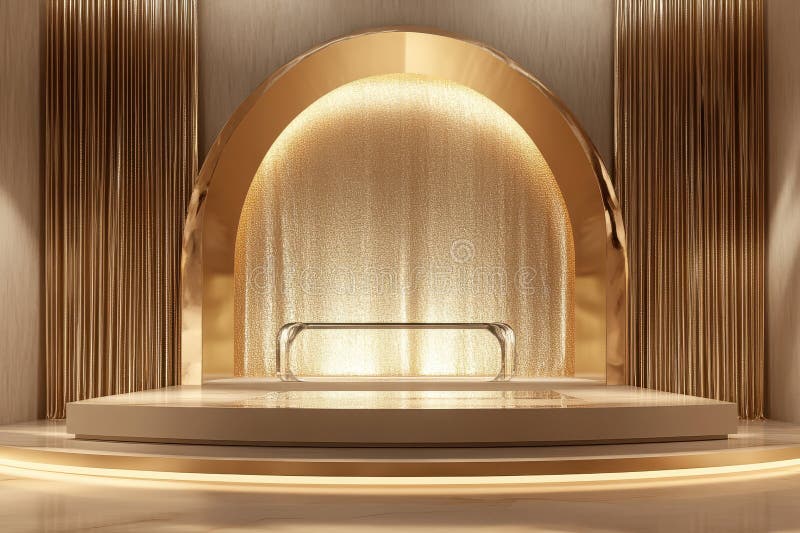 A Luxurious Stage Setup with a Shimmering Backdrop and Elegant Lighting ...
