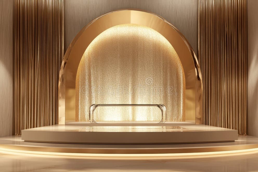 A Luxurious Stage Setup with a Shimmering Backdrop and Elegant Lighting ...