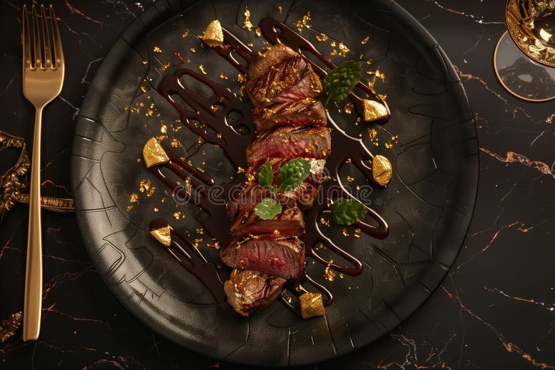 Luxurious Steak Dish Viewed from Above. by Generative Ai Stock ...