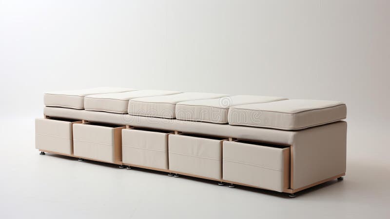 High-end Modern Comfy Storage Bench in Light Beige Fabric Stock ...