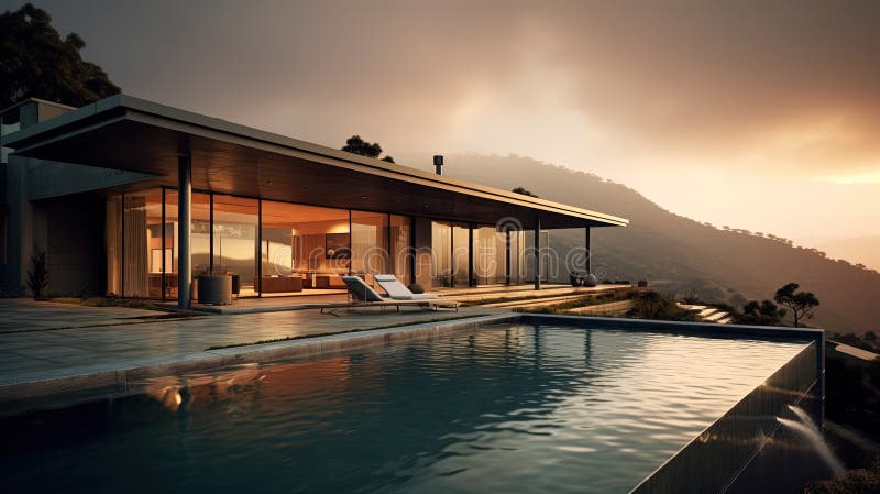 Luxurious Swimming Pool with Beautiful Nature View Background Stock ...