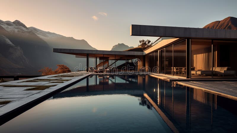 Luxurious Swimming Pool with Beautiful Nature View Background Stock ...