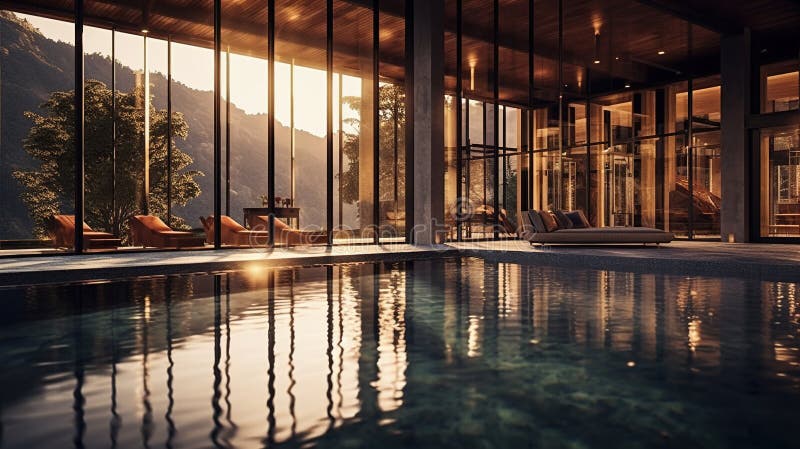 Luxurious Swimming Pool with Beautiful Nature View Background Stock ...