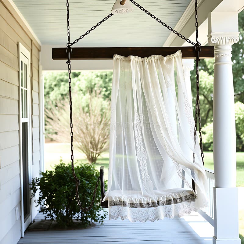 A Luxurious Swing Chair in a Sunroom with Large Glass Windows Filled ...