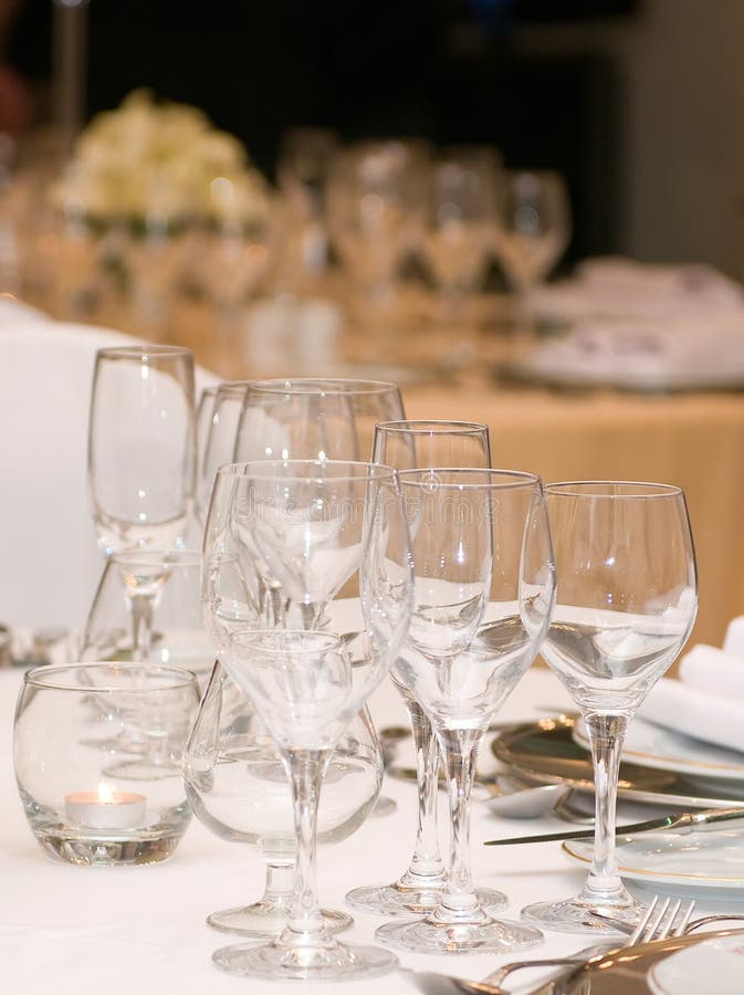 Luxurious Table Set for a Celebration, Wedding or Event with Glassware ...