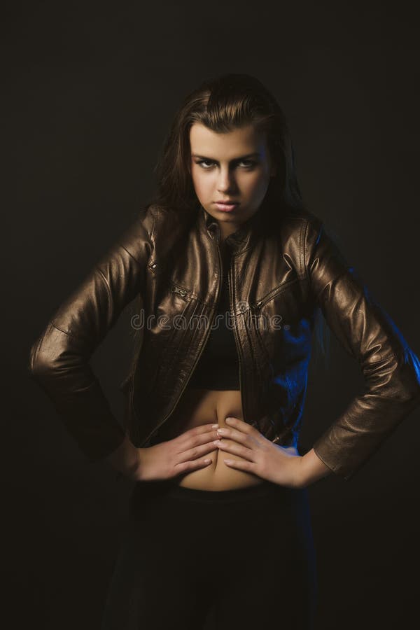 Luxurious Tanned Woman with Creative Makeup Posing at Studio Stock ...