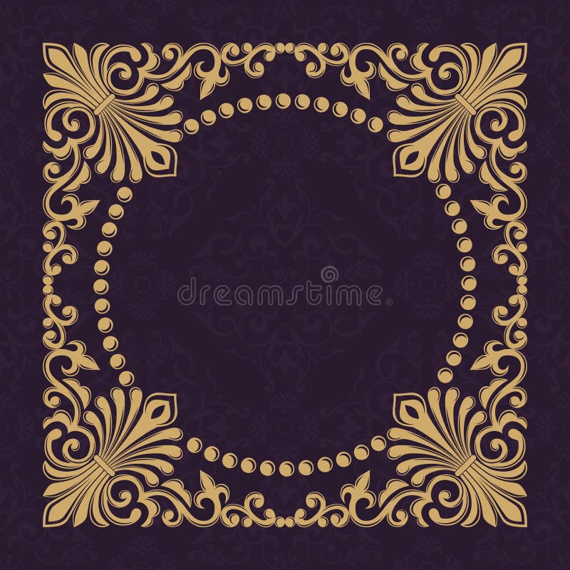 Gold Decorative Frame. Interwoven Vintage Ornament. Flowers and Leaves ...