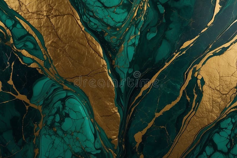 Luxurious Texture of Green Polished Stone with Gold Inserts Veins ...