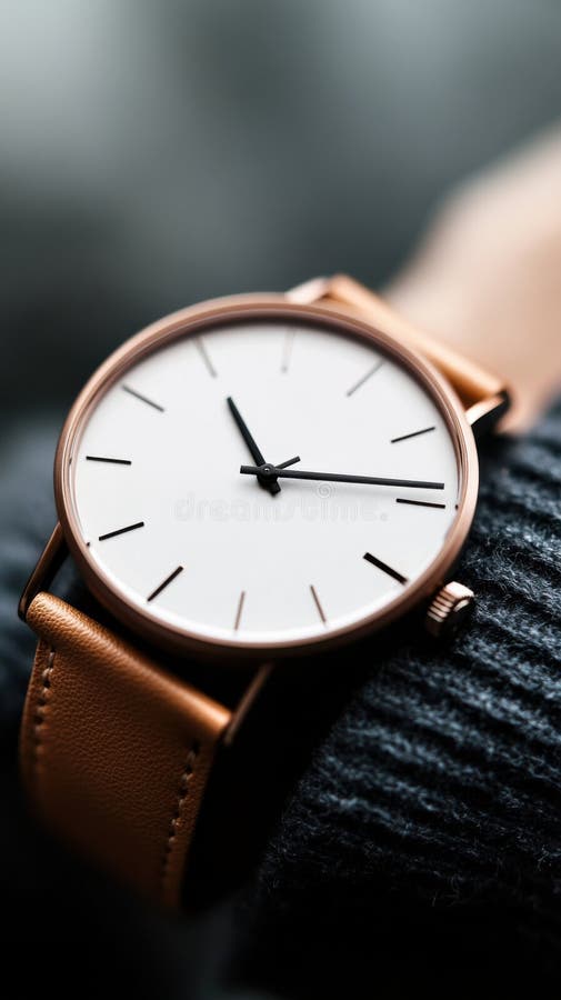 Luxurious Timepiece Minimalist Design Elegant Leather Strap Wrist Stock ...
