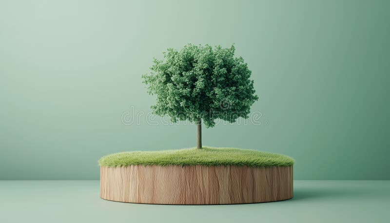Luxurious Tree Wooden Cut Adorned with Green Moss Stock Photo - Image ...