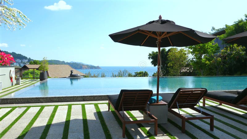 Luxurious Tropical Resort Infinity Pool Overlooking Stock Video - Video ...