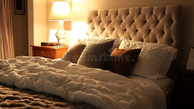 Luxurious Tufted Bed Bedroom Design Stock Image - Image of ...