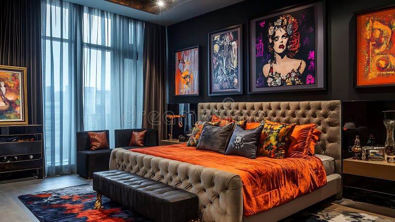 Luxurious Tufted Bed Bedroom Design Stock Photo - Image of contemporary ...