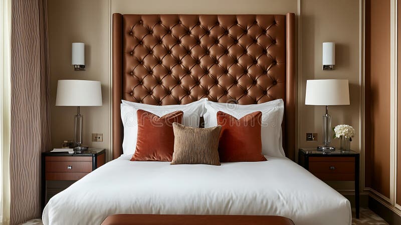 Luxurious Tufted Bed Bedroom Design Stock Image - Image of contemporary ...