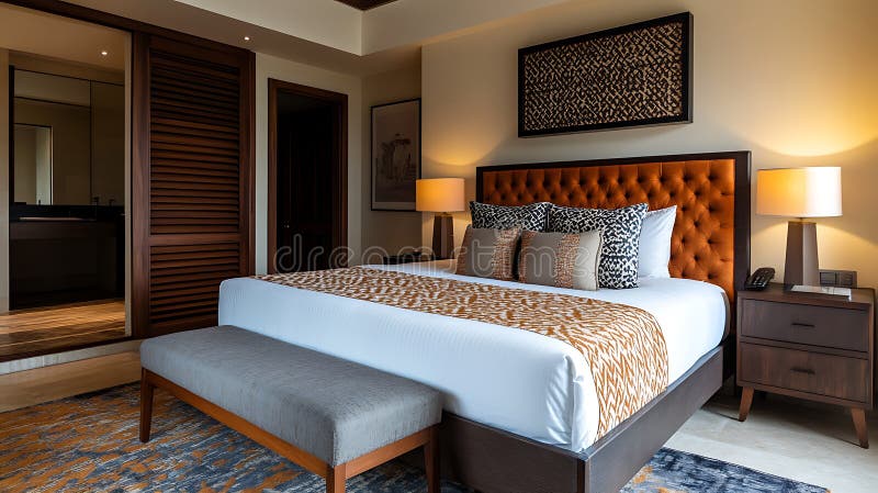 Luxurious Tufted Bed Bedroom Design Stock Image - Image of minimalist ...