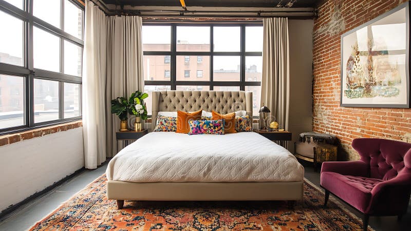 Luxurious Tufted Bed Bedroom Design Stock Photo - Image of minimalist ...