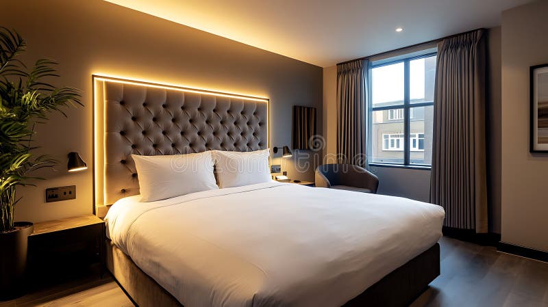 Luxurious Tufted Bed Bedroom Design Stock Photo - Image of stylish ...