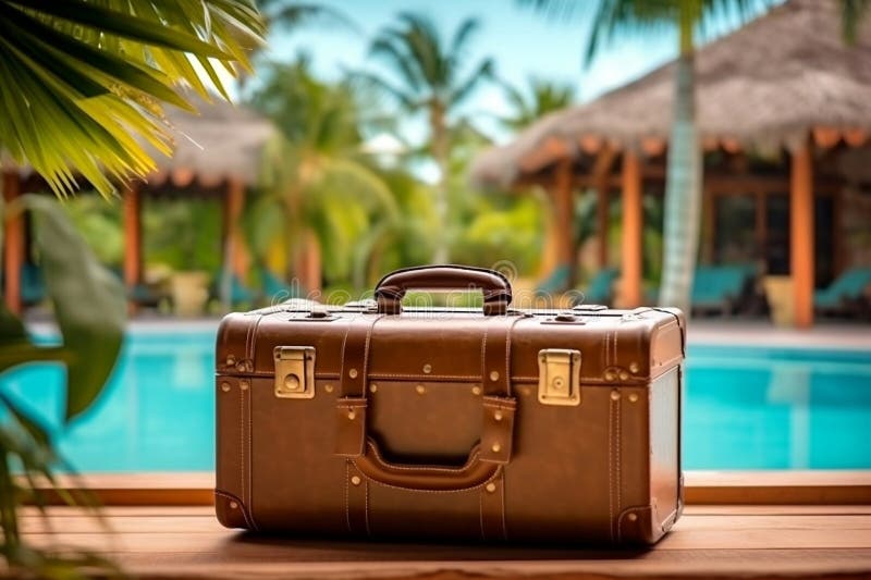 A Luxurious Vacation Travel Suitcase, Generative Ai Stock Illustration ...