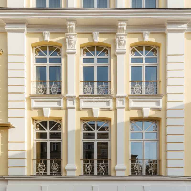 Luxurious Vienna Secession Style Beige Window with Structural Symmetry ...