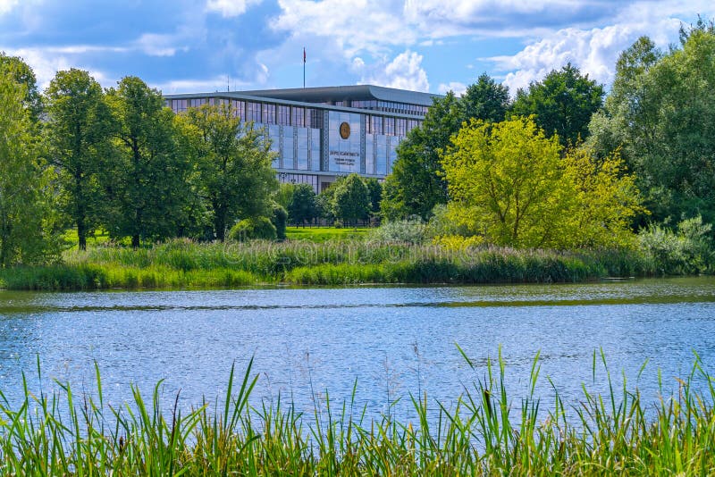 Luxurious View of the Beautiful Pond with a Slight Ripple on the ...