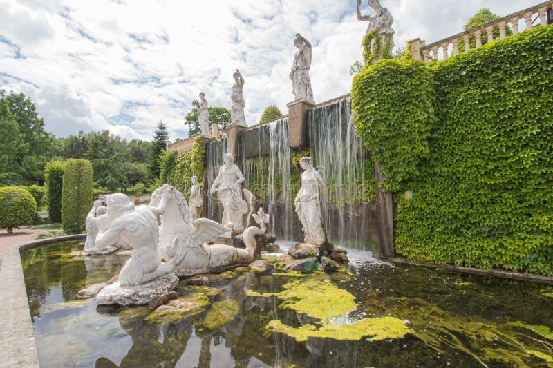 Luxurious Villa Garden with an Impressive Array of Water Features ...