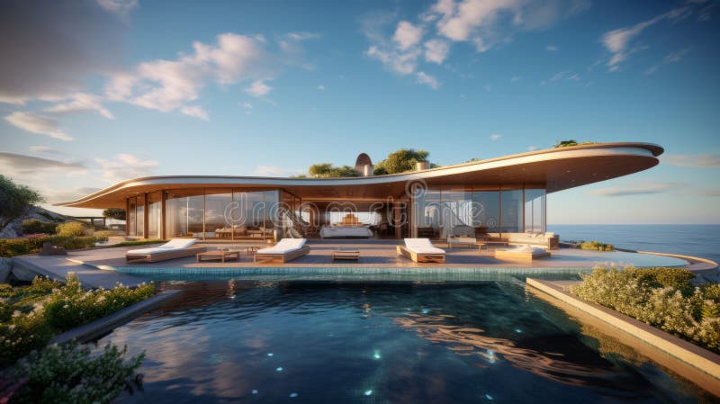 Luxurious Villa with an Infinity Pool Seamlessly Merging with the Vast ...