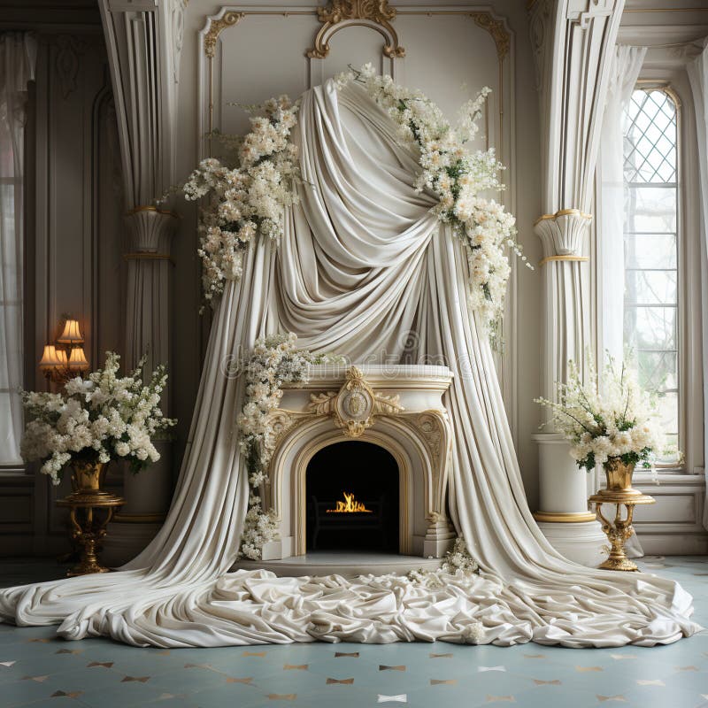 Luxurious Vintage Interior with Fireplace in the Old Antique Style. AI ...
