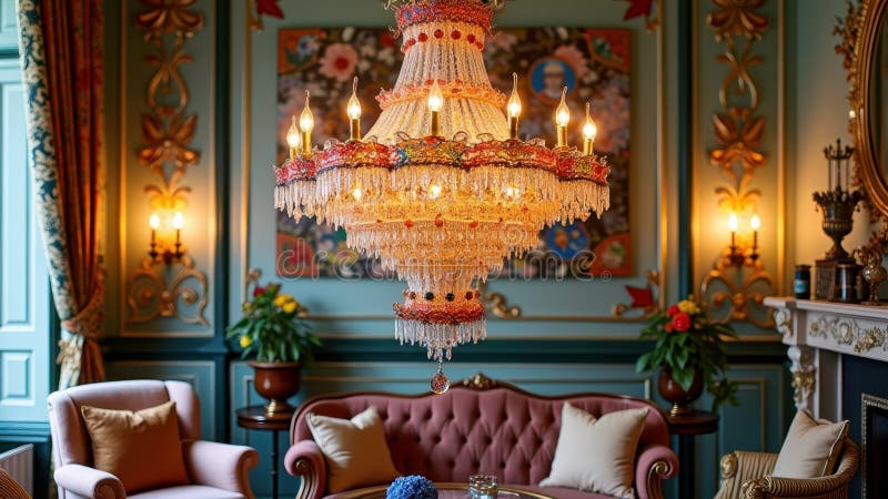 Luxurious Vintage Living Room with Elegant Chandelier and Classic Decor ...